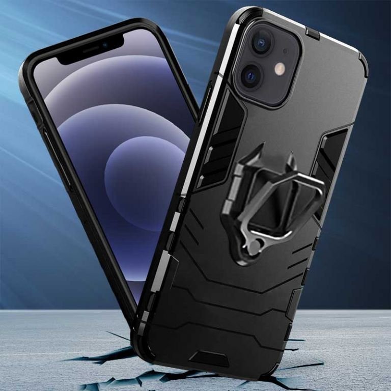 iPhone 12 Tough Rugged Armor Back Cover with In-Built Ring Holder