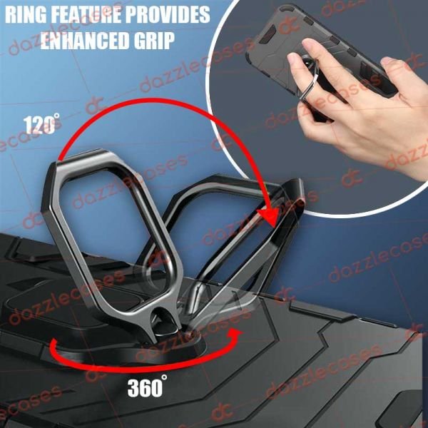iPhone 12 Tough Rugged Armor Back Cover with In-Built Ring Holder