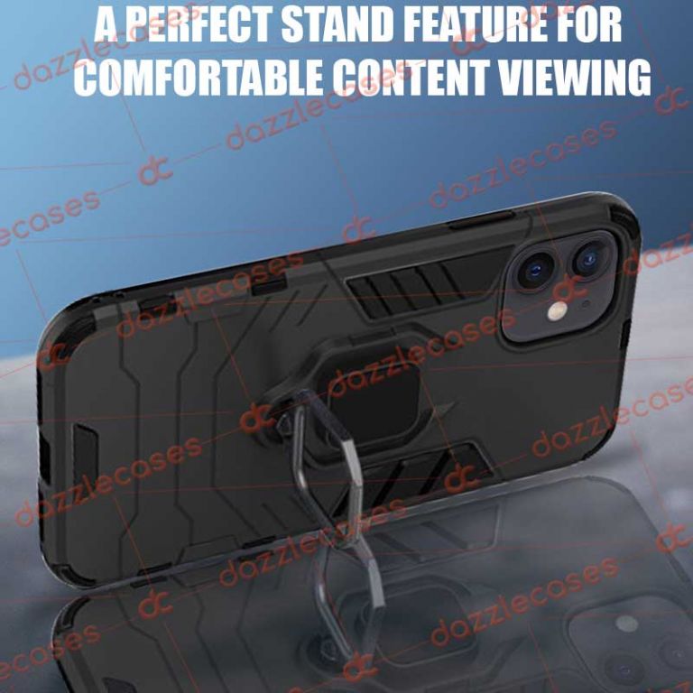 iPhone 12 Tough Rugged Armor Back Cover with In-Built Ring Holder
