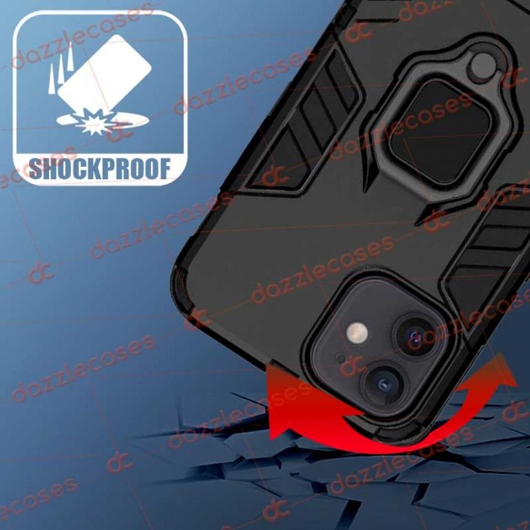 iPhone 12 Tough Rugged Armor Back Cover with In-Built Ring Holder