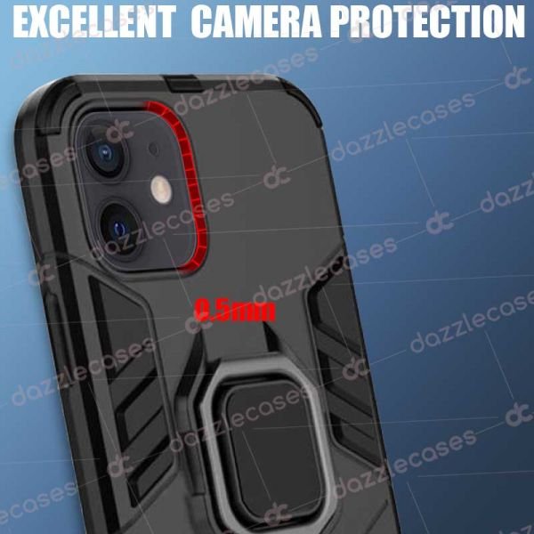 iPhone 12 Tough Rugged Armor Back Cover with In-Built Ring Holder